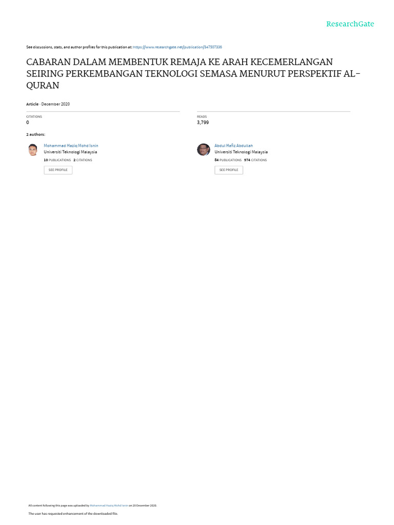 Cabaran Mendidik Remaja | PDF