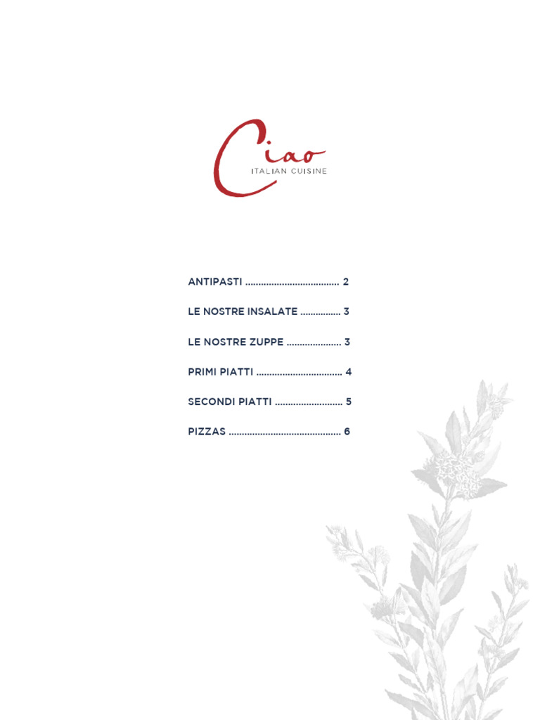 Ciao Restaurant Menu Hard Rock Hotel Cancun | PDF | Pizza | Cocina italiana