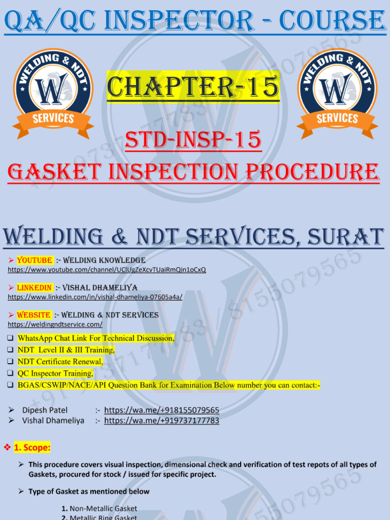 STD-InSP-15 (Gasket Inspection Procedure) | PDF