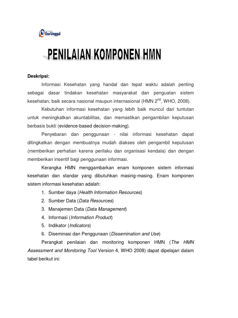 Temu 14 Modul OL 6 Penilaian Komponen HMN | PDF