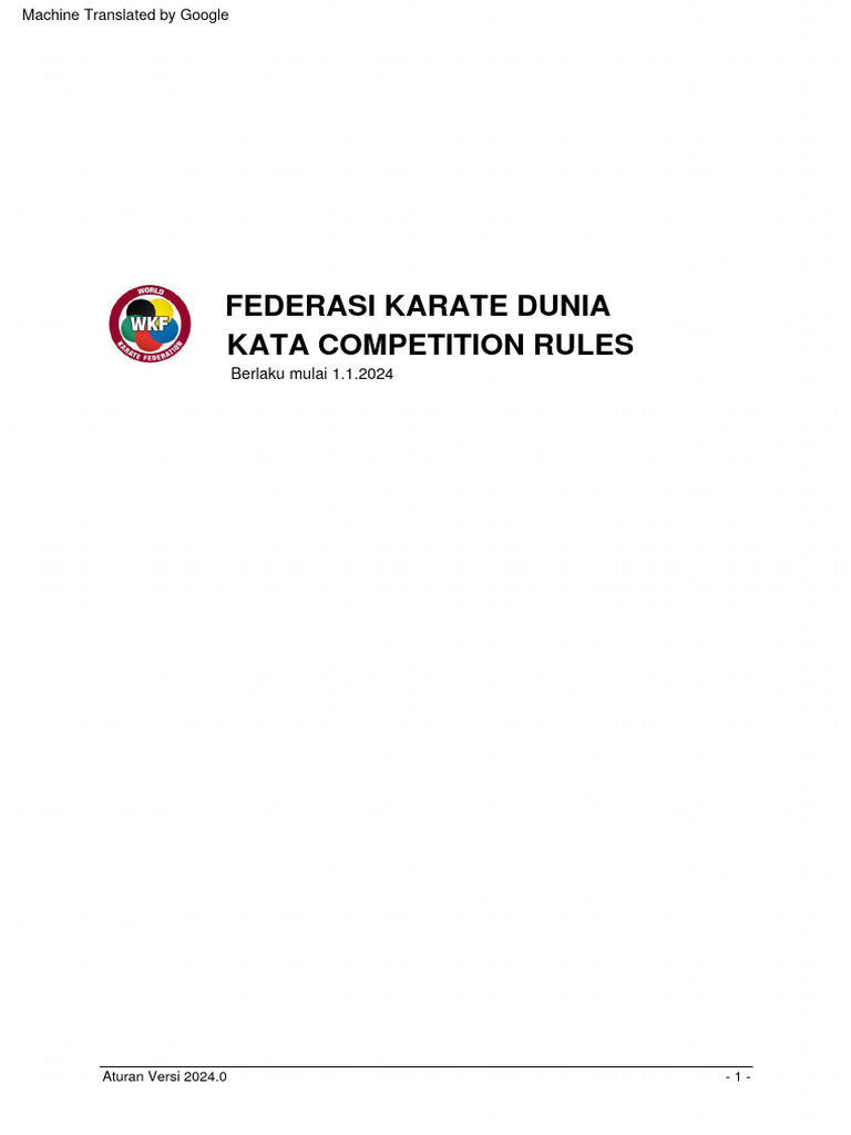 Aturan Kompetisi Kata Karate WKF 2024 | PDF