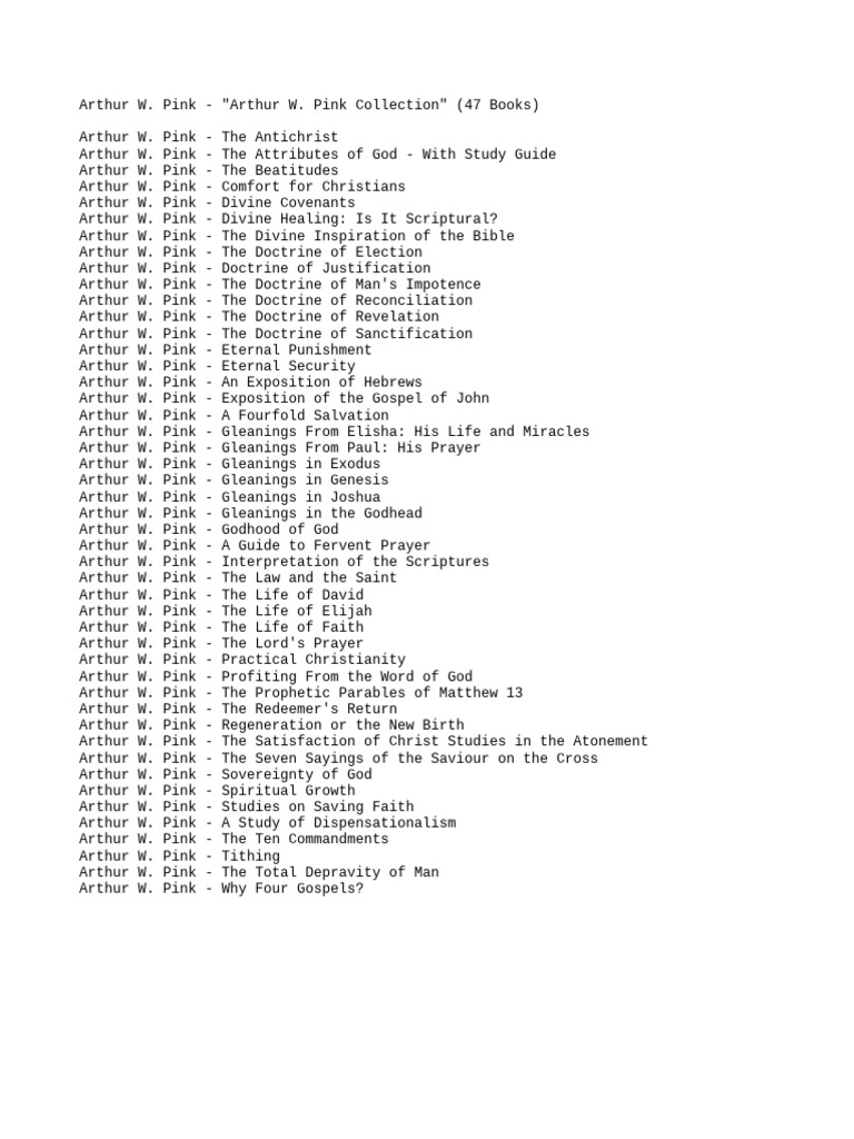 Arthur W. Pink Collection | PDF | Philosophy | History