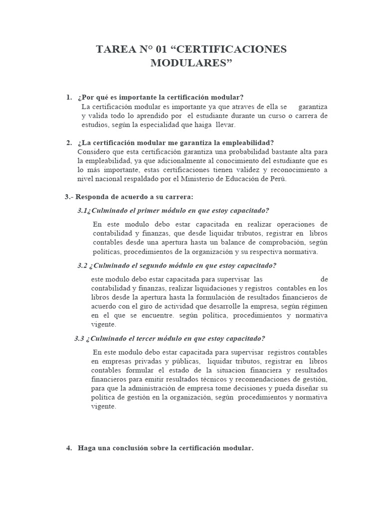 TAREA 01-CERTIFICACION MODULAR | PDF | Contabilidad | Business