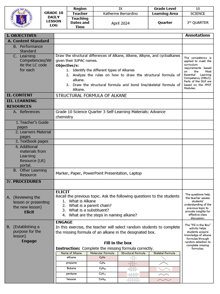 Alkane - Lesson Plan | PDF | Molecules | Alkane