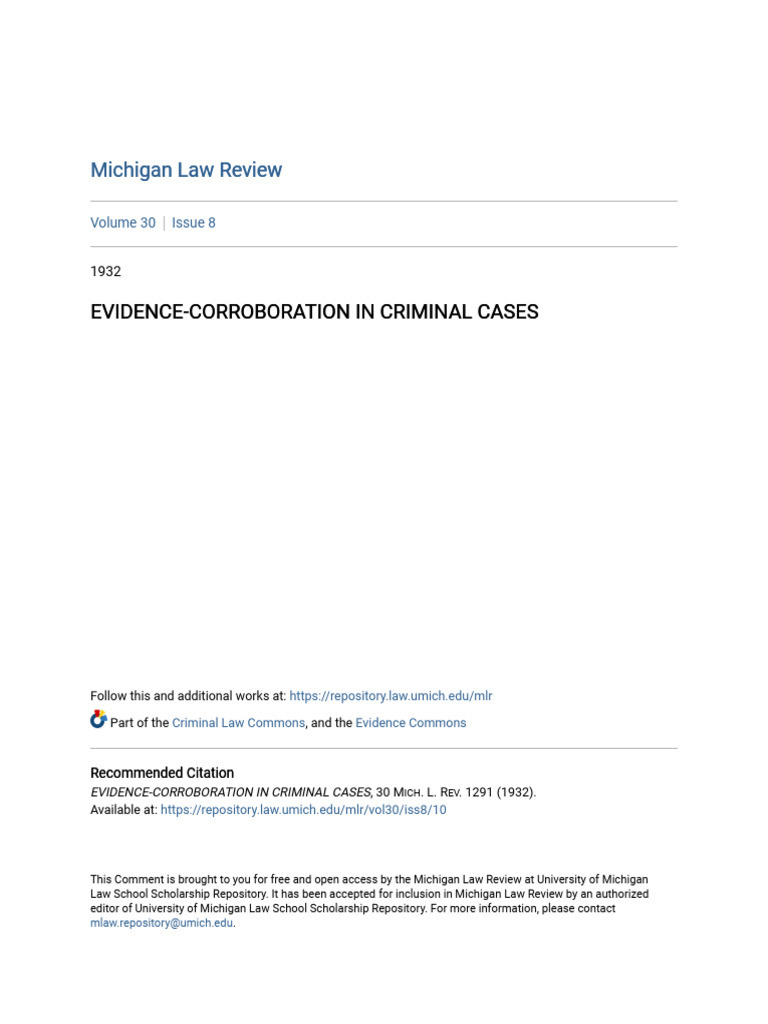 Evidence-Corroboration in Criminal Cases | Download Free PDF | Witness ...