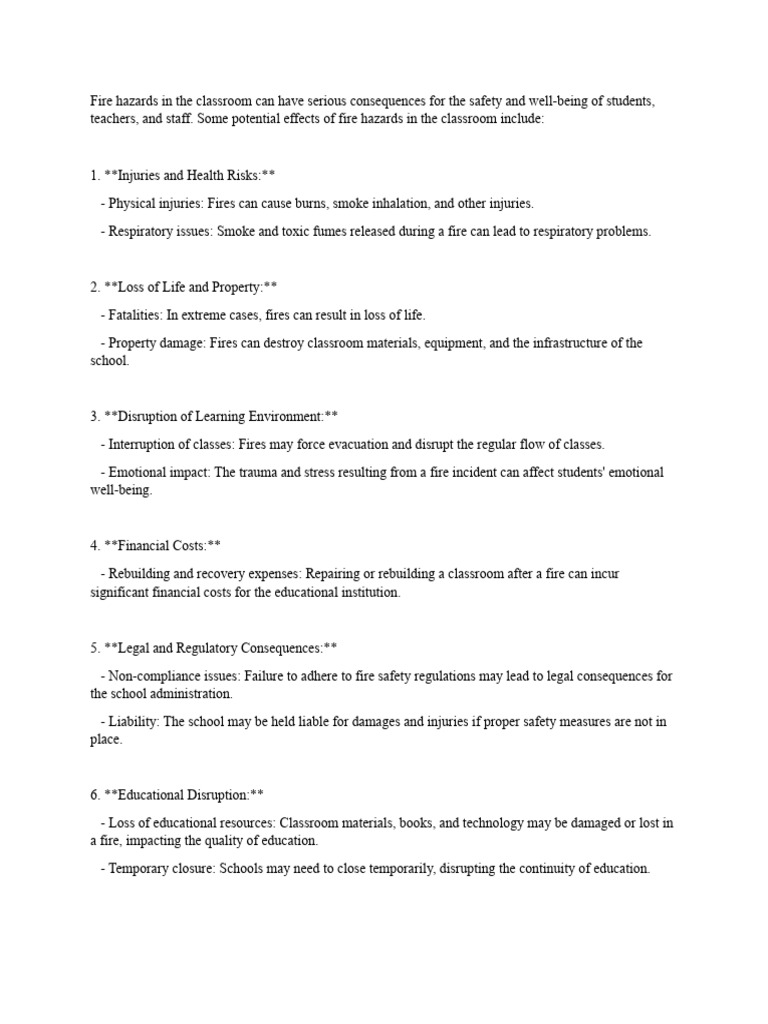 Fire Hazards in The Classroom Can Have Serious Consequences For The ...