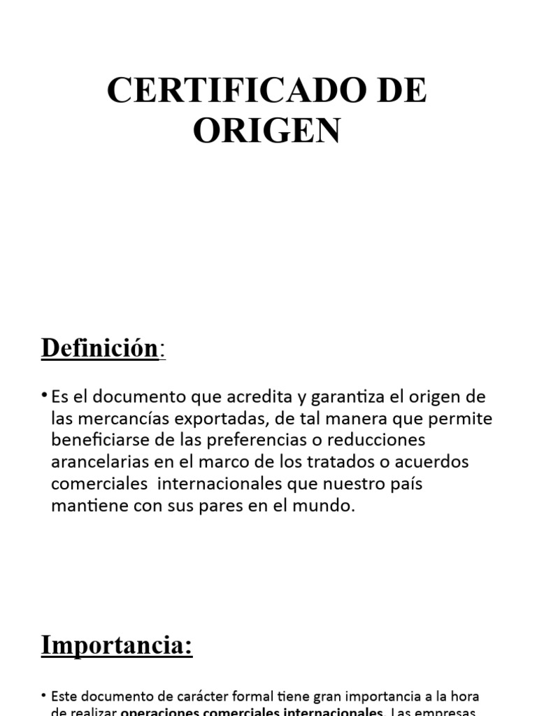 Certificado de Origen | PDF | aduana | El comercio internacional