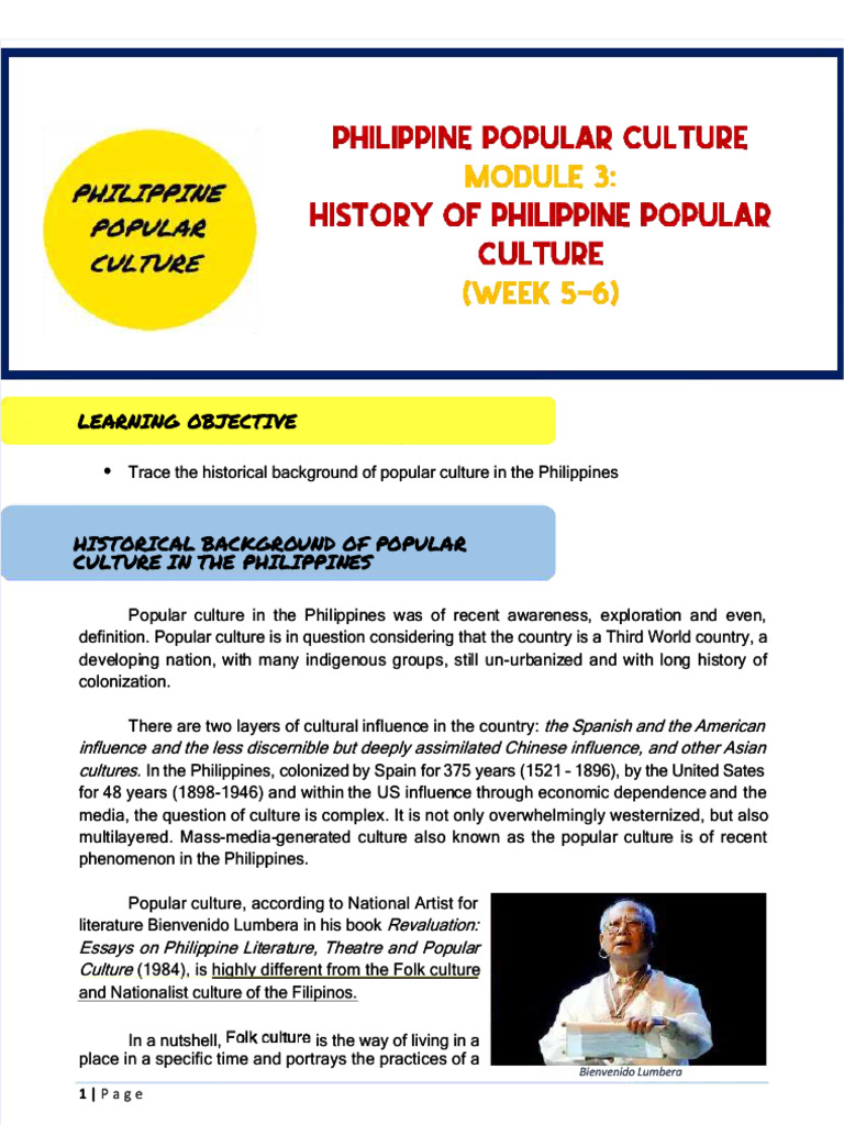 PDF Module 3 Philippine Popular Culture PR | PDF
