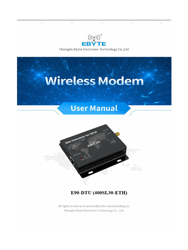 E90-Dtu (400sl30-Eth) Usermanual en v1.2 | PDF | Port (Computer Networking) | Transmission ...