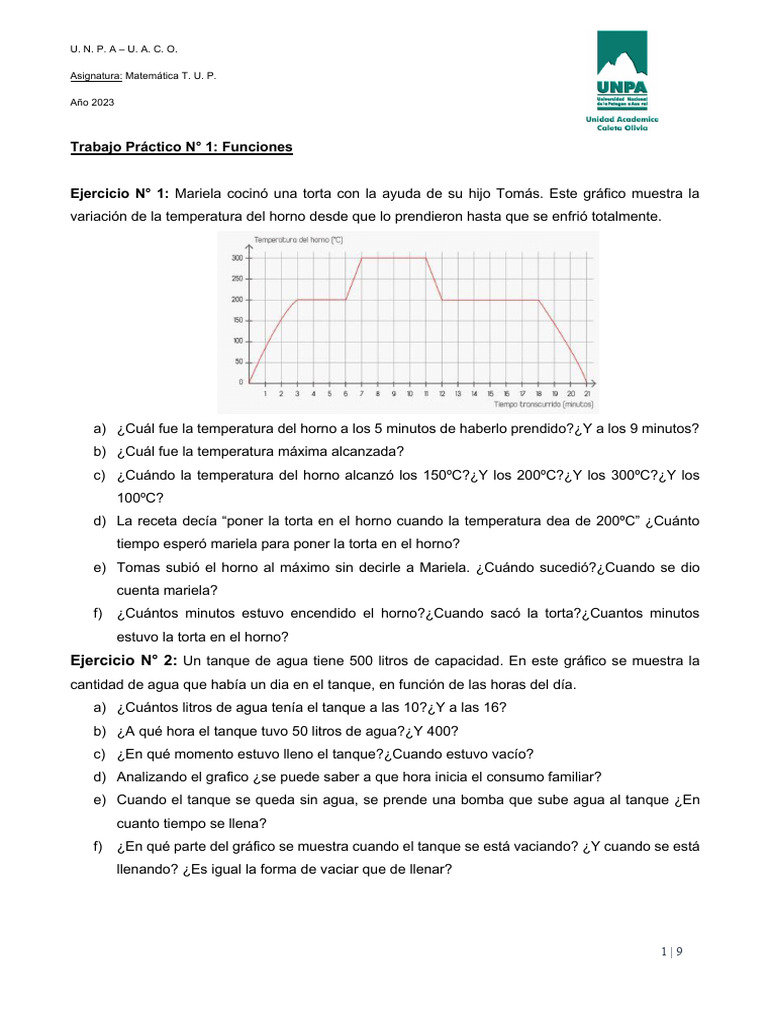 TP 1 Funciones 2023 | PDF | Agua
