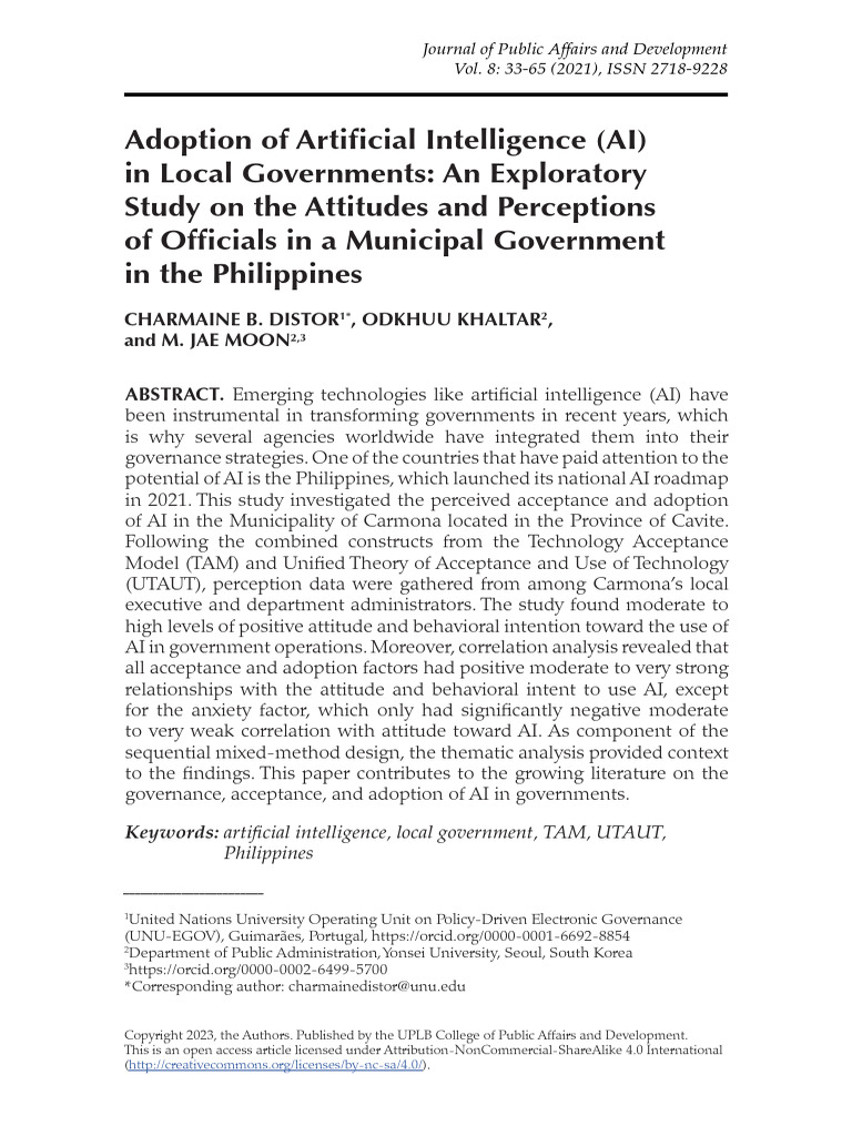 Adoption of Artificial Intelligence (AI) in Local Governments - An ...