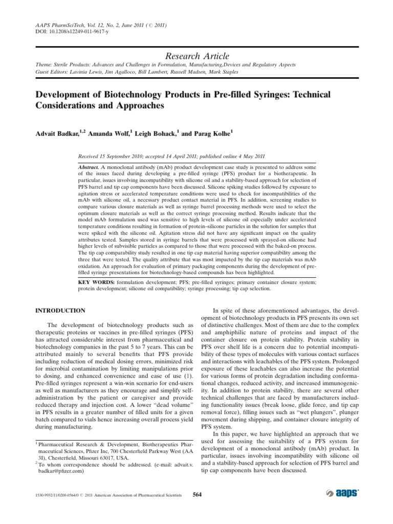 PFS Development: Silicone Oil Challenges | PDF | Pharmaceutical ...