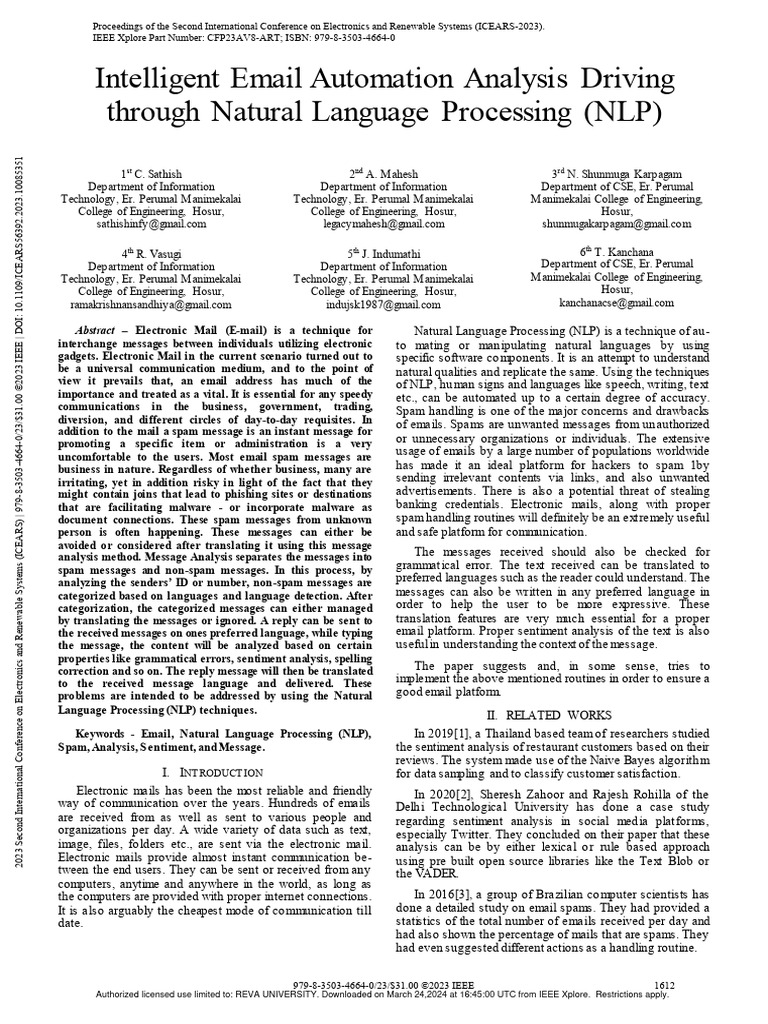 Intelligent Email Automation Analysis Driving Through Natural Language ...