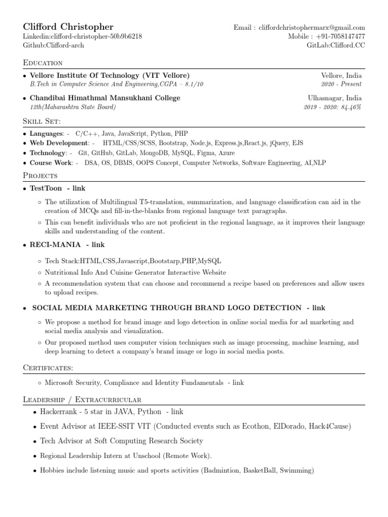 Medium CV of Clifford Christopher | PDF | Bootstrap (Front End ...