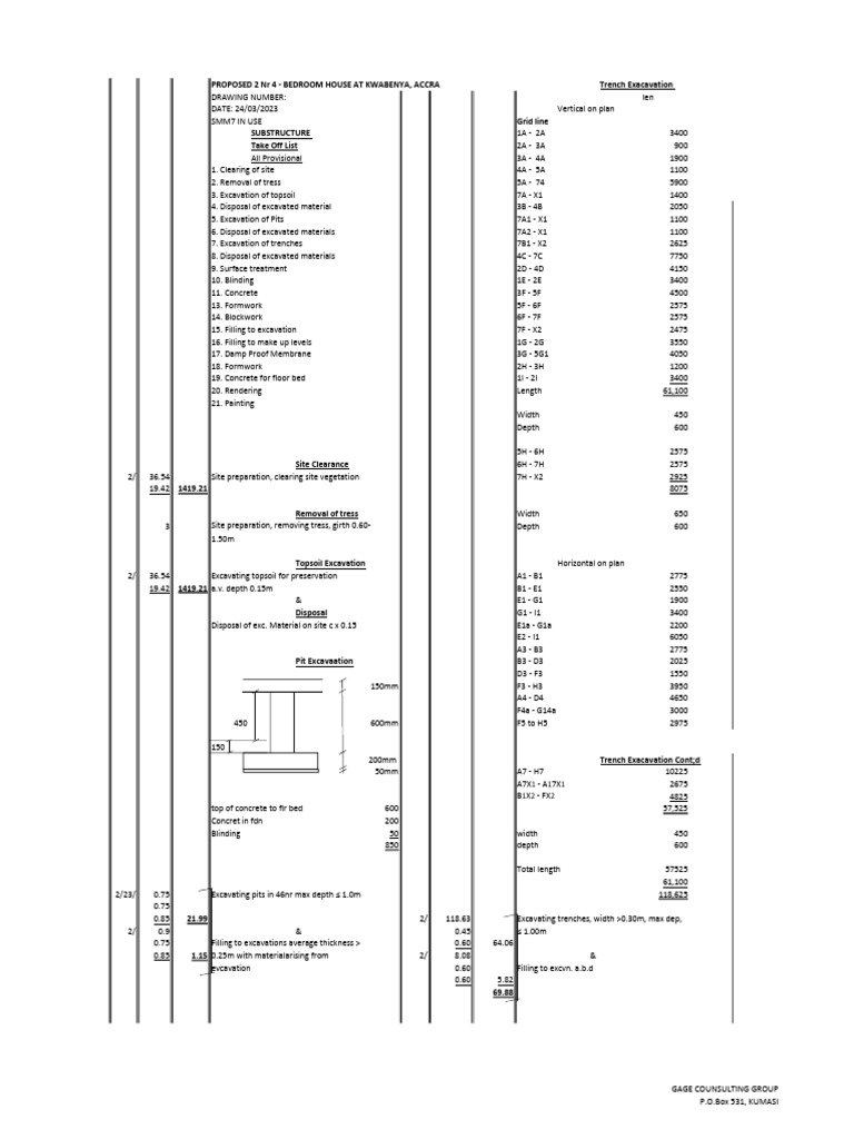 Excavation and Concrete Plans for House | PDF | Materials ...