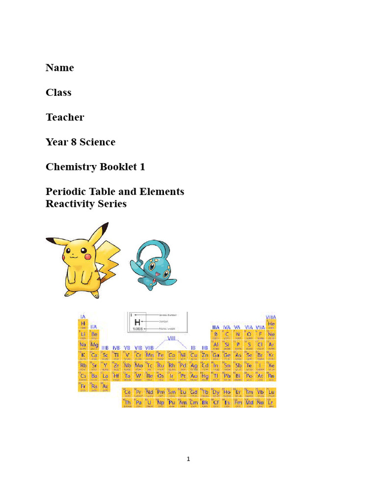 Chem-Booklet-1-Periodic-table-and-reactivity-series | PDF | Chemical ...