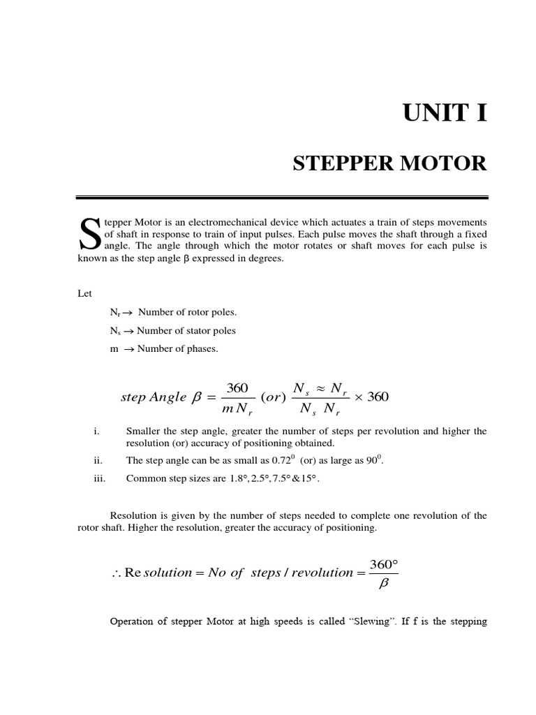 Stepper Motor Notes | Download Free PDF | Electric Motor | Electrical ...