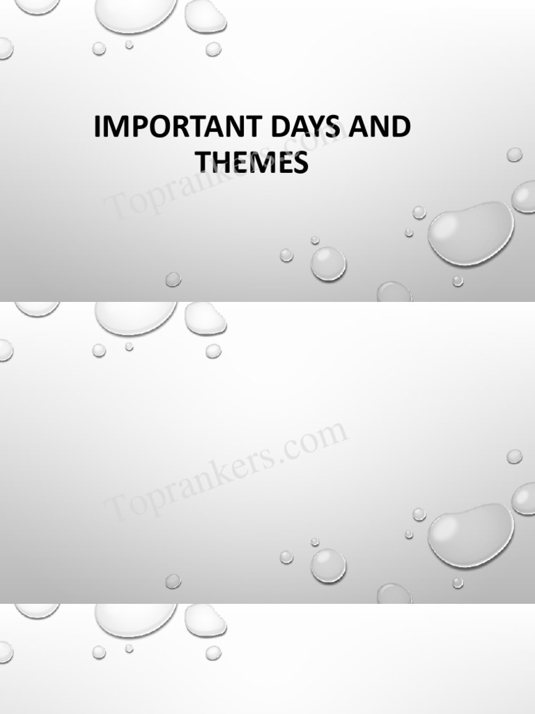 Important Days and Themes 2023 | PDF | Biodiversity | Natural Environment