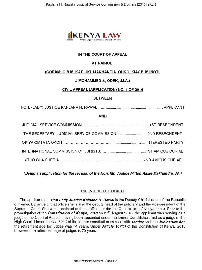 Civil Appeal Application 1 of 2016 | PDF | Judicial Disqualification ...