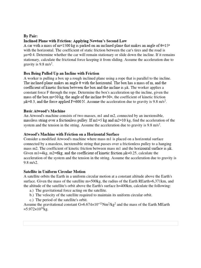 Problem Set | PDF | Force | Friction