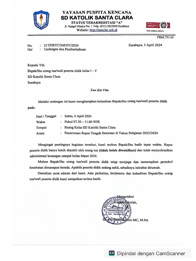 Penerimaan Rapor Sisipan II | PDF