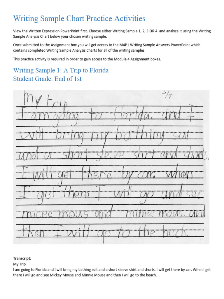 Writing Samples Practice Activities | PDF | Word | Sentence (Linguistics)