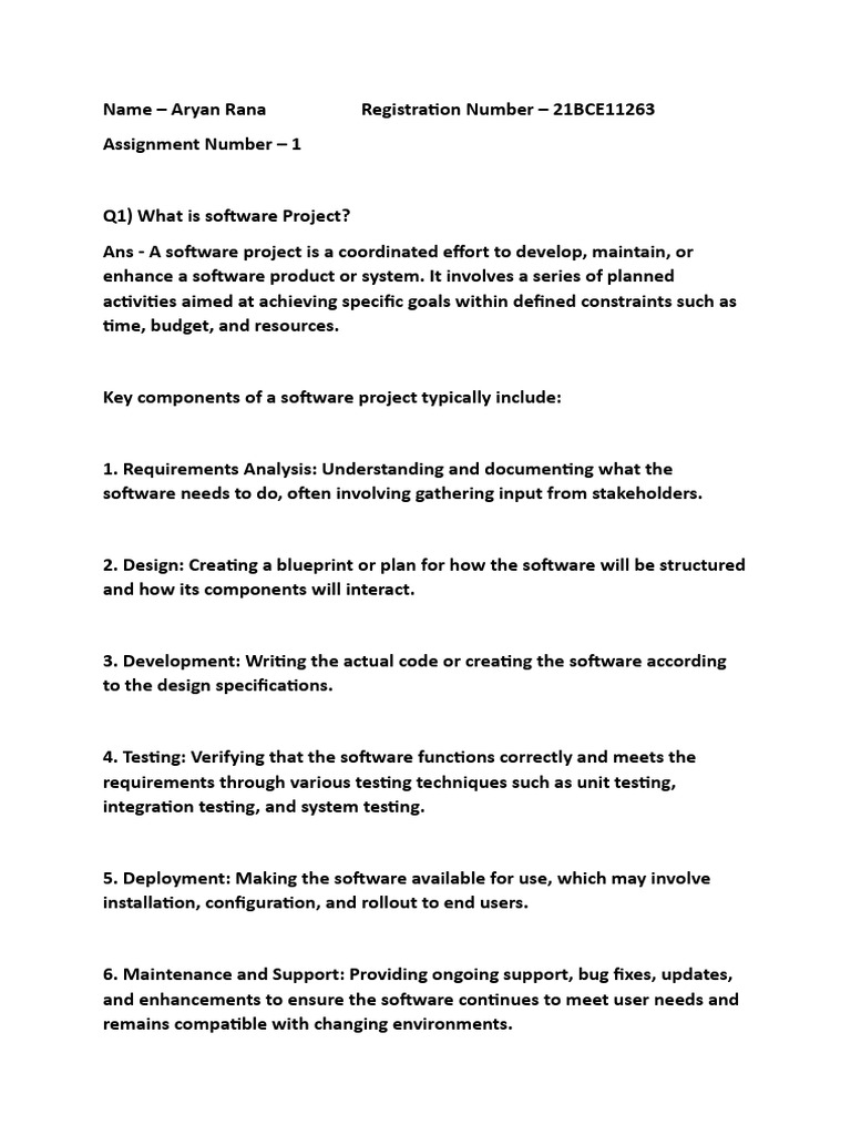 21BCE11263 Software Management Assignment | PDF | Project Management | Business