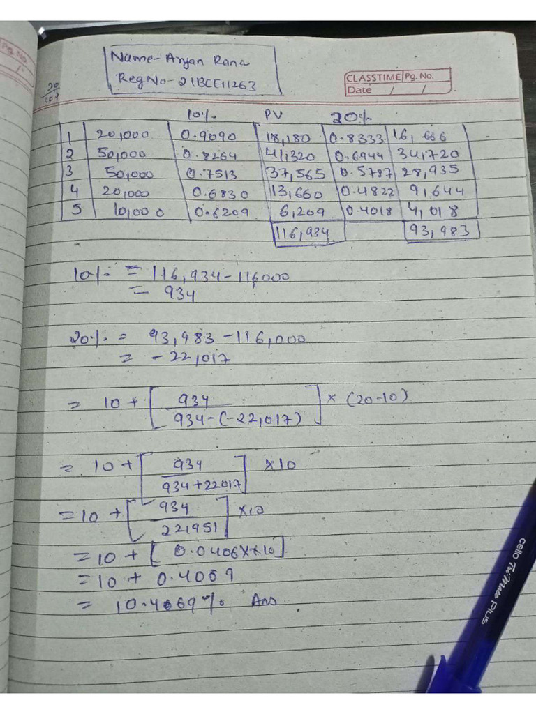 21BCE11263 Aryan Rana IRR Question | PDF