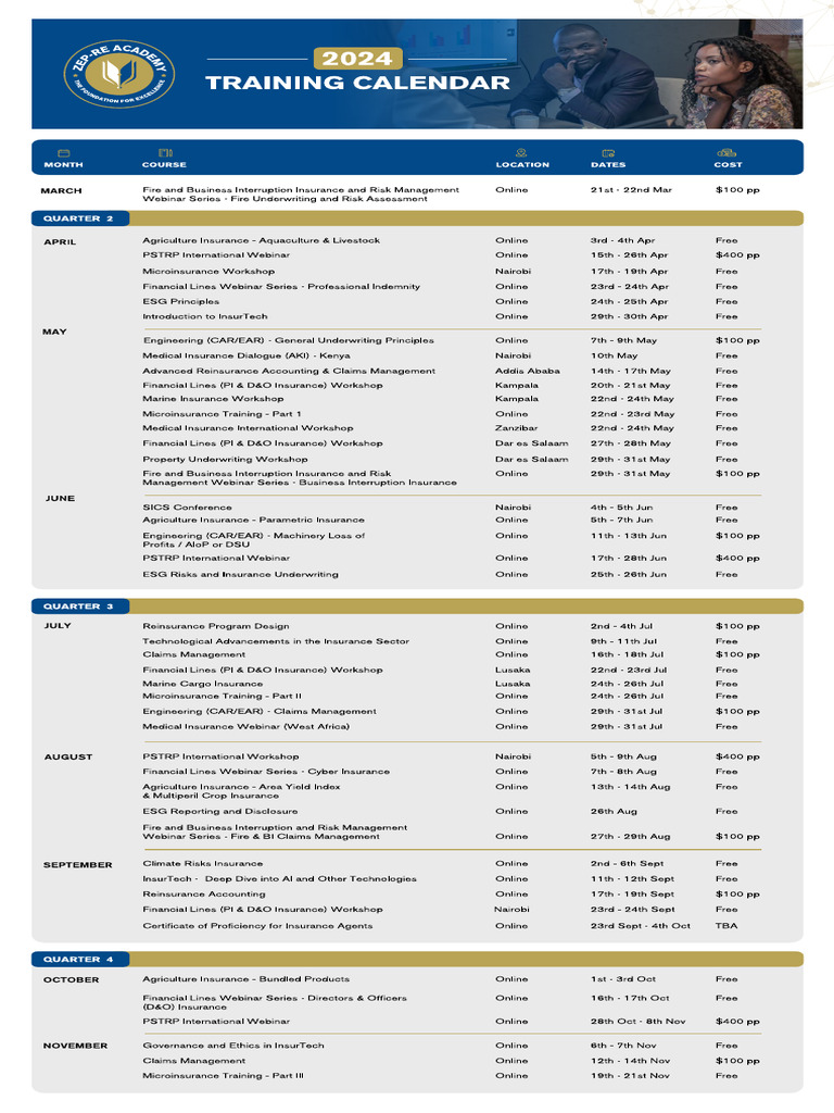 ZEP-RE Academy 2024 Training Calendar | PDF