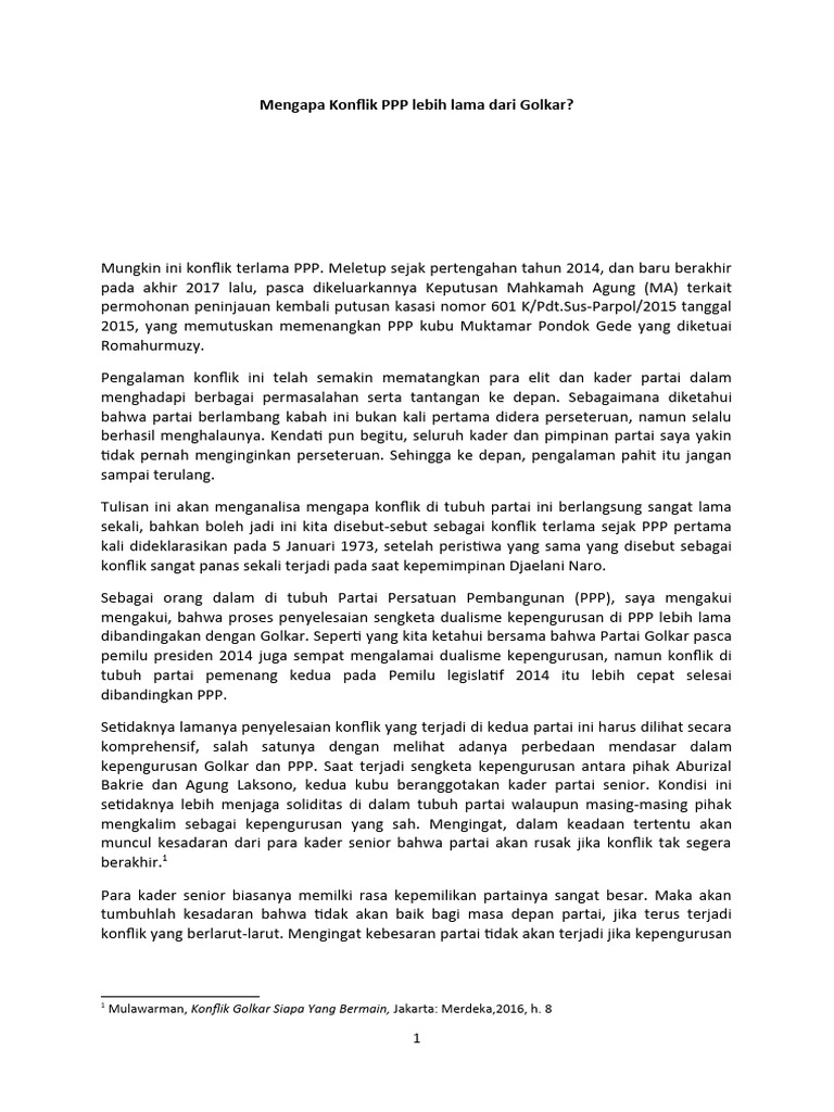 03..mengapa Konflik PPP Lebih Lama Dari Golkar | PDF