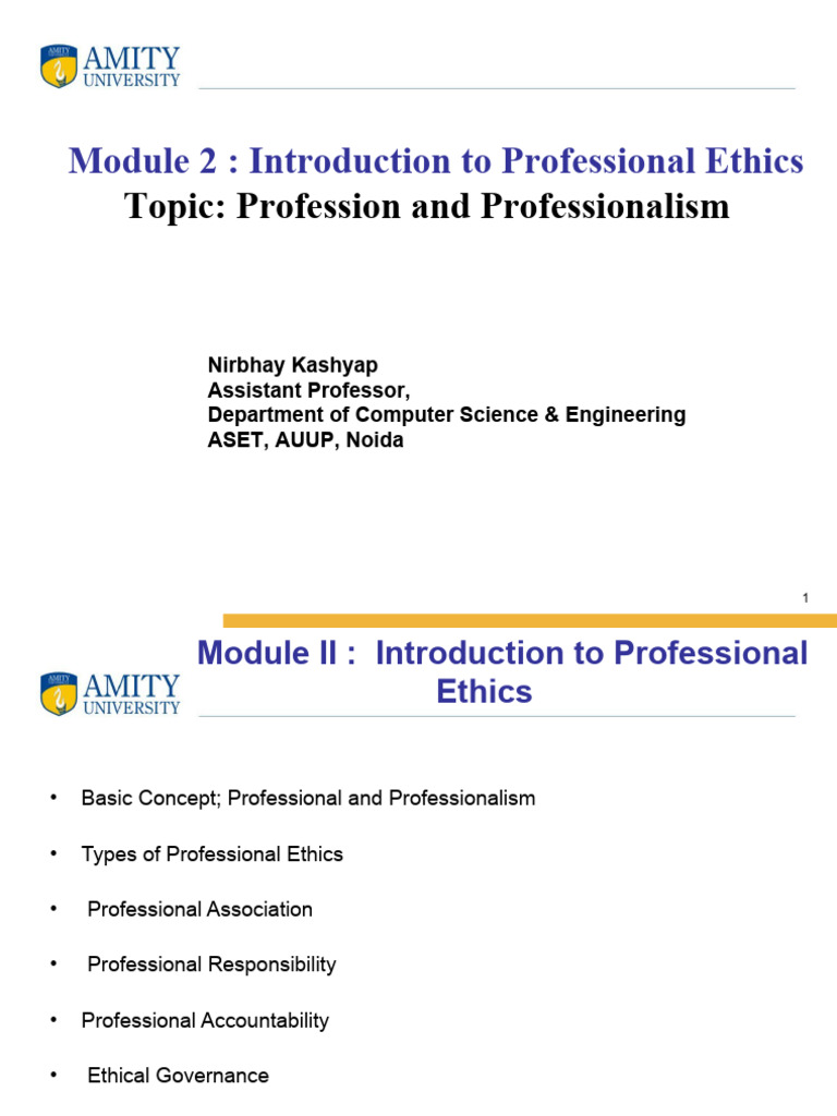 Lecture 1. Profession and Professionalism | PDF | Morality | Profession