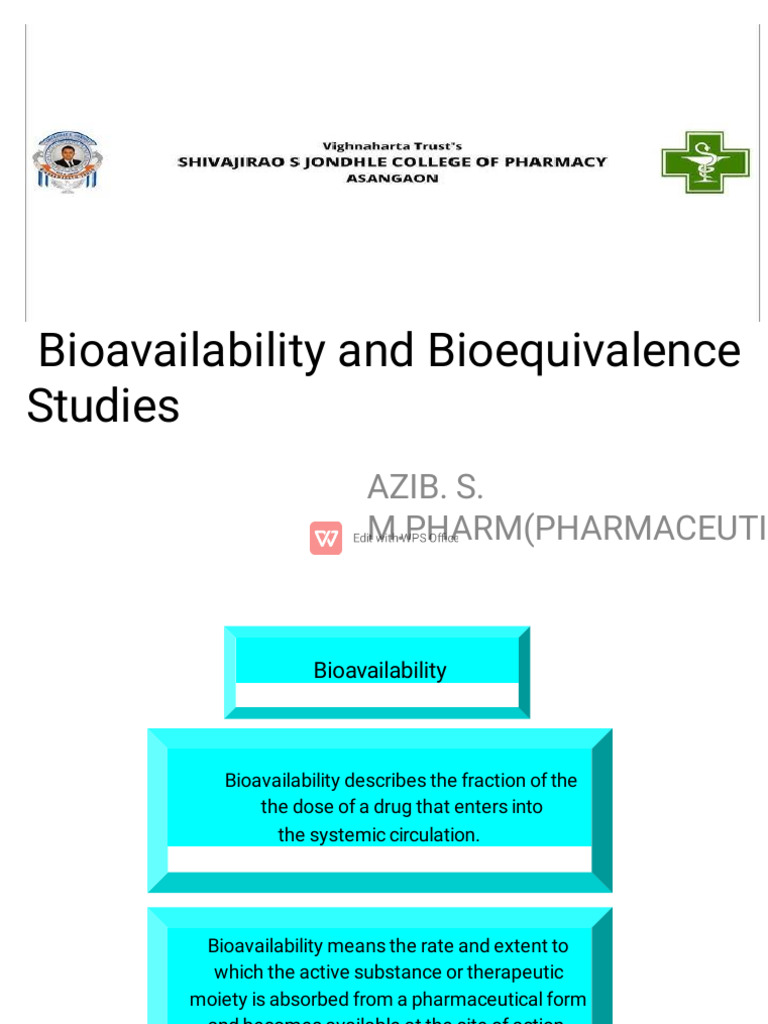 Bioavailability and Bioeq | PDF | Bioavailability | Pharmacokinetics