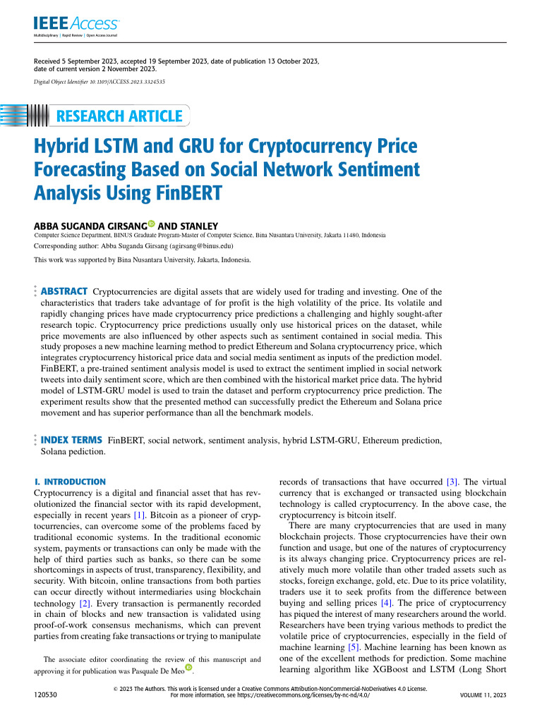 Hybrid LSTM and GRU For Cryptocurrency Price Forecasting Based On Social Network Sentiment ...