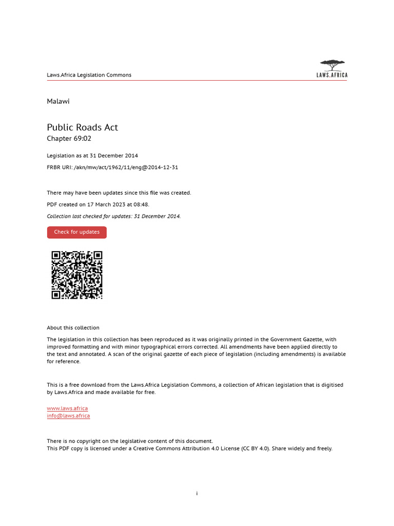 Malawi Traffic Code | PDF | Road | Creative Commons License