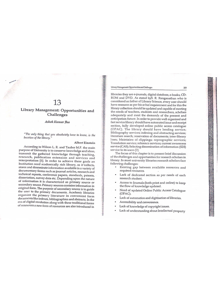 Library Management: Opportunities and Challenges by Ashok Kumar Jha | PDF
