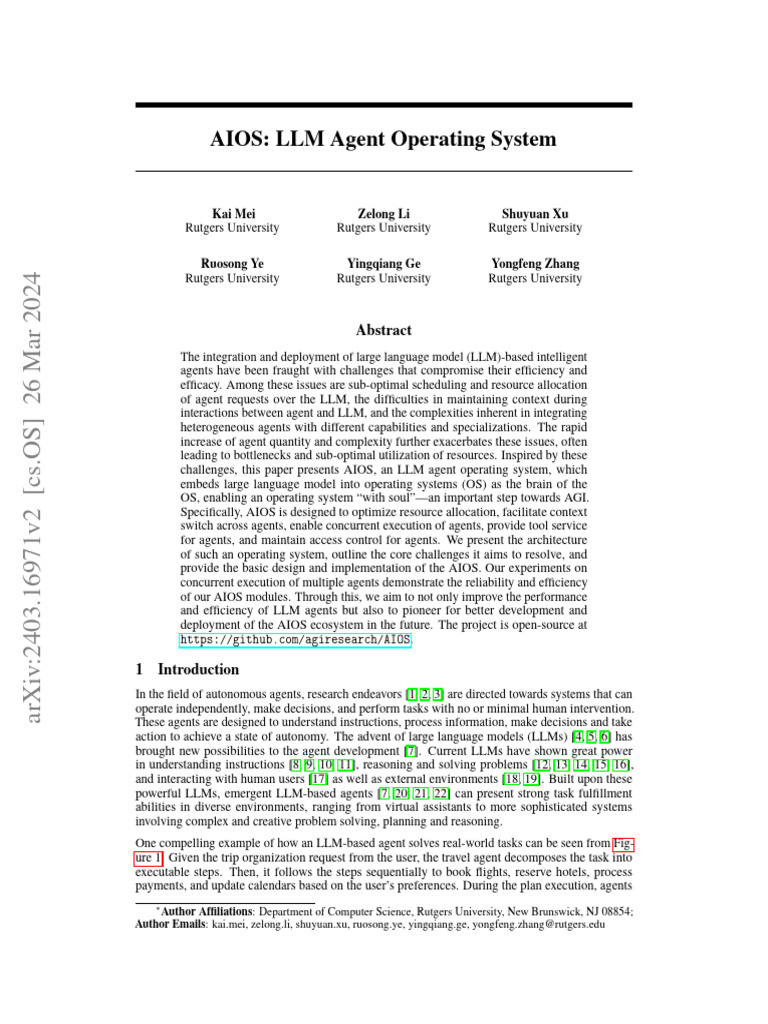 Paper3 - LLM Agent Operating System | PDF | Kernel (Operating System) | Operating System