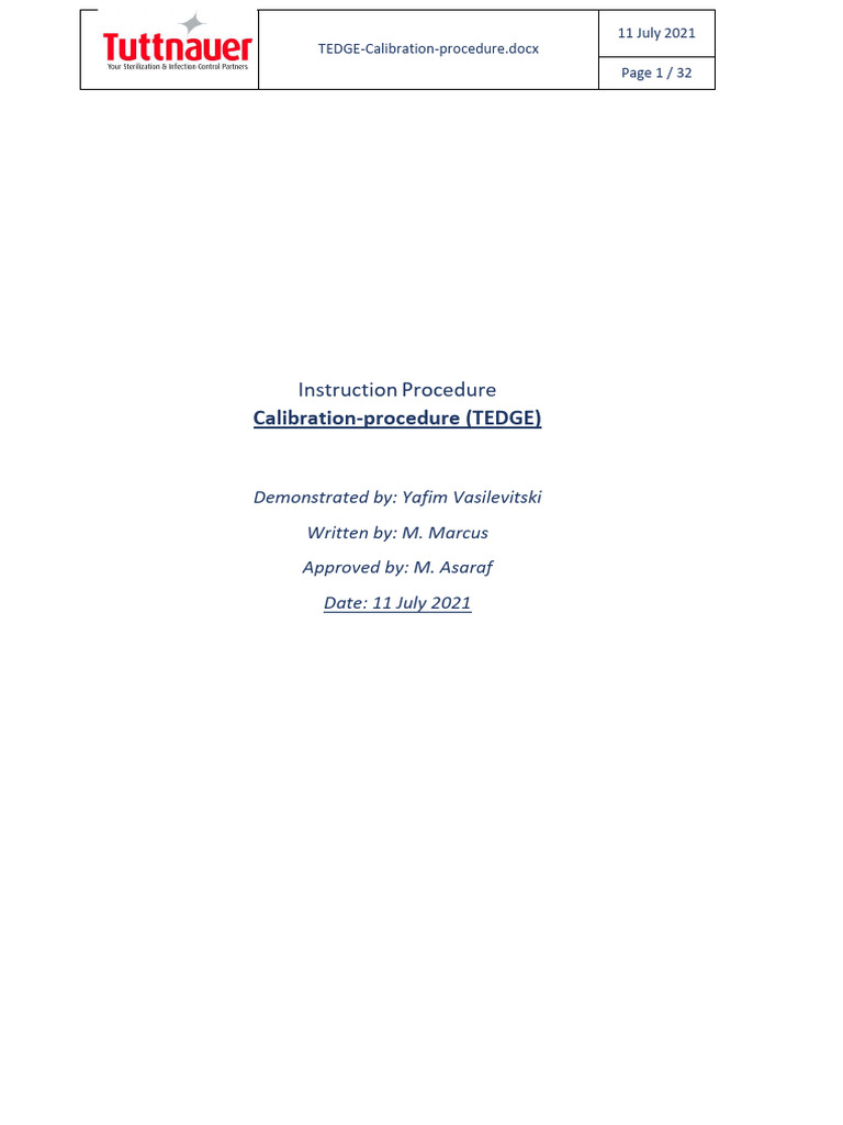 TEDGE Calibration Procedure | PDF | Calibration | Pressure TEDGE Calibration Procedure | PDF | Calibration | Pressure