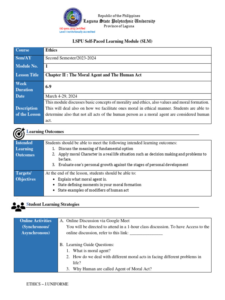 Module 2 Ethics | PDF | Conscience | Paul The Apostle