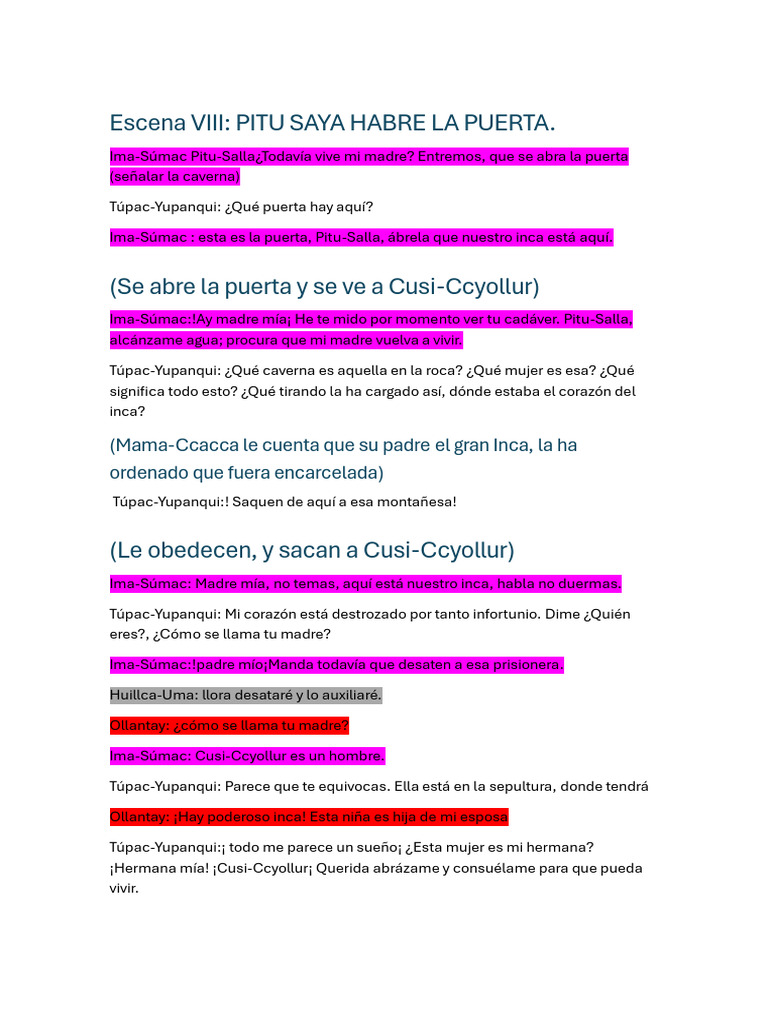 Escena VIII Ollantay | PDF