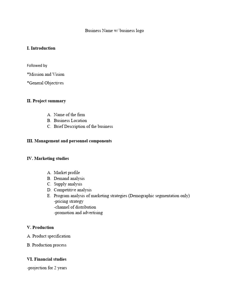 Business Plan Format | PDF