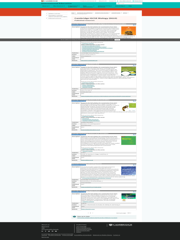 Cambridge IGCSE Biology (0610) Yhr | PDF | Teachers | Textbook