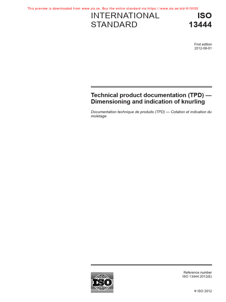 Knurl ISO - 13444 - 2012 - EN | PDF | International Organization For ...