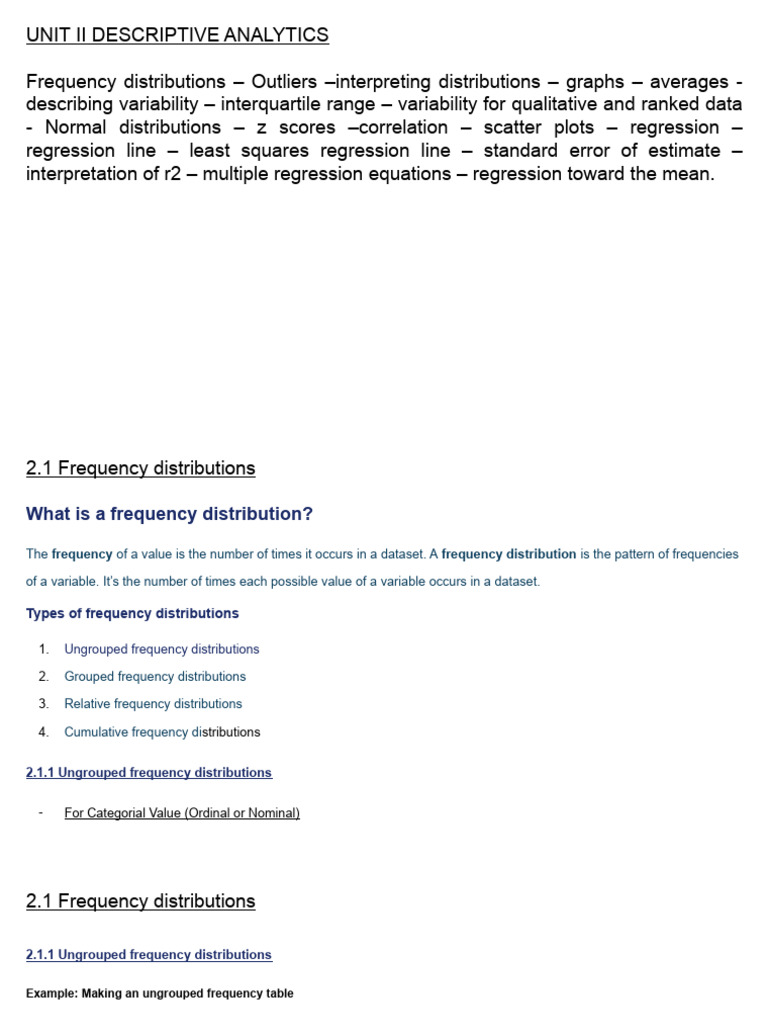 FDSA Unit-2 | PDF | Linear Regression | Normal Distribution