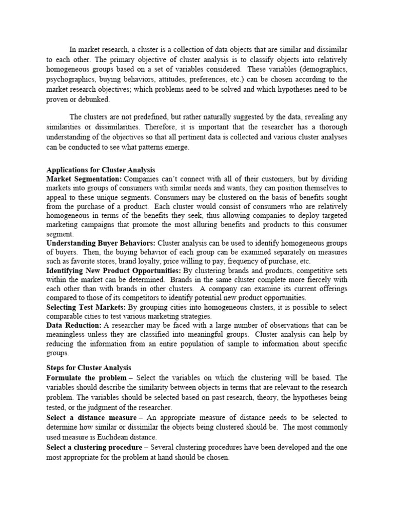 Cluster Analysis | PDF | Factor Analysis | Market Segmentation