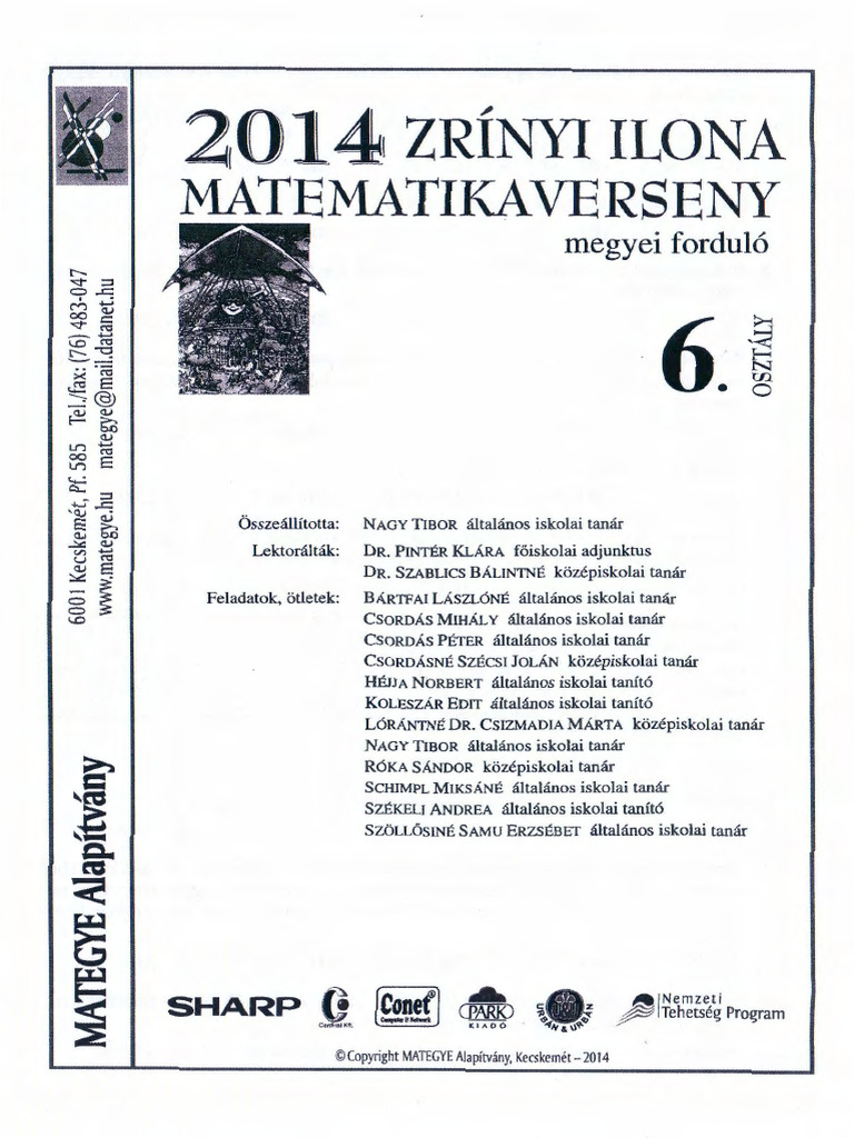 Zrínyi Ilona: Matematika Verseny | PDF