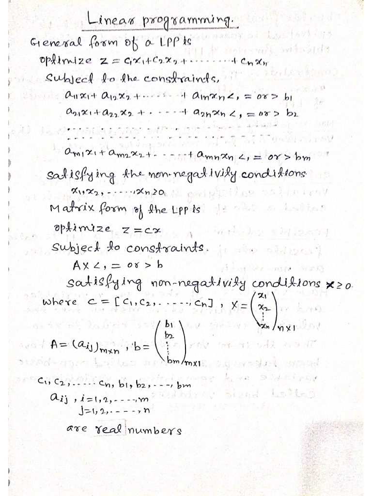 Operation Research Notes (MSC Maths, Patna University) | PDF