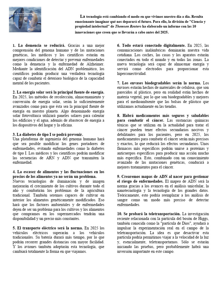 Inventos Tecnologicos 2025 | PDF | Cáncer | Adn