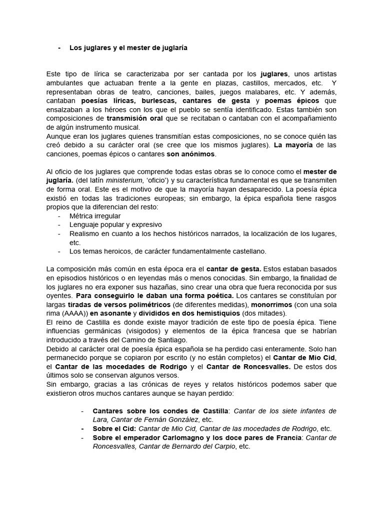 Apuntes Mester de Juglaría | PDF | Poesía