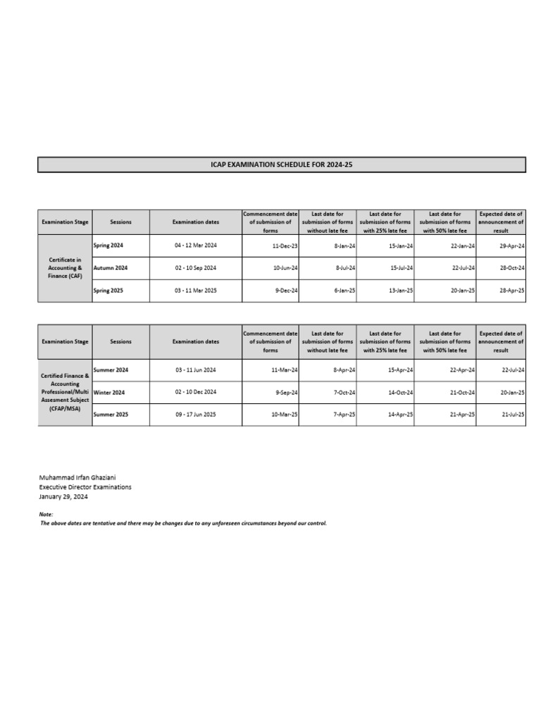 Examination Schedule2024 25 | PDF