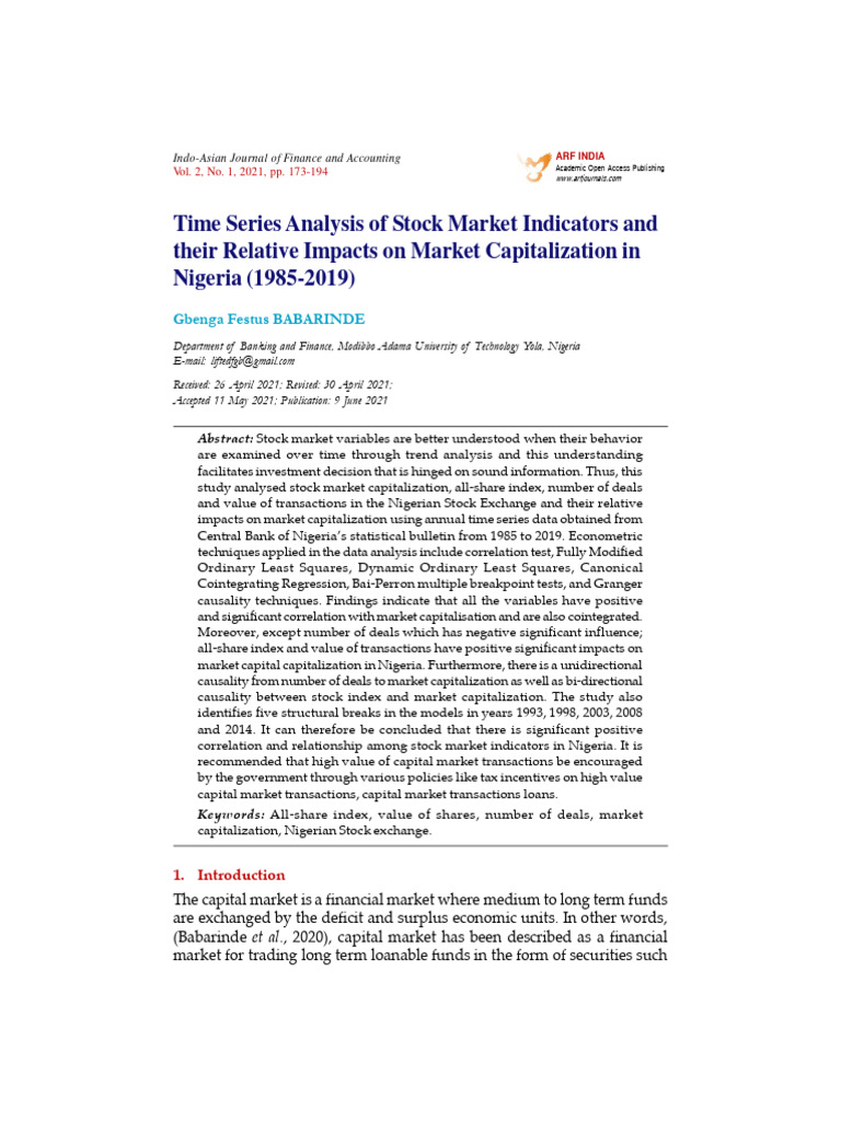 Time Series Analysis of Stock Market Ind | Download Free PDF | Efficient Market Hypothesis ...